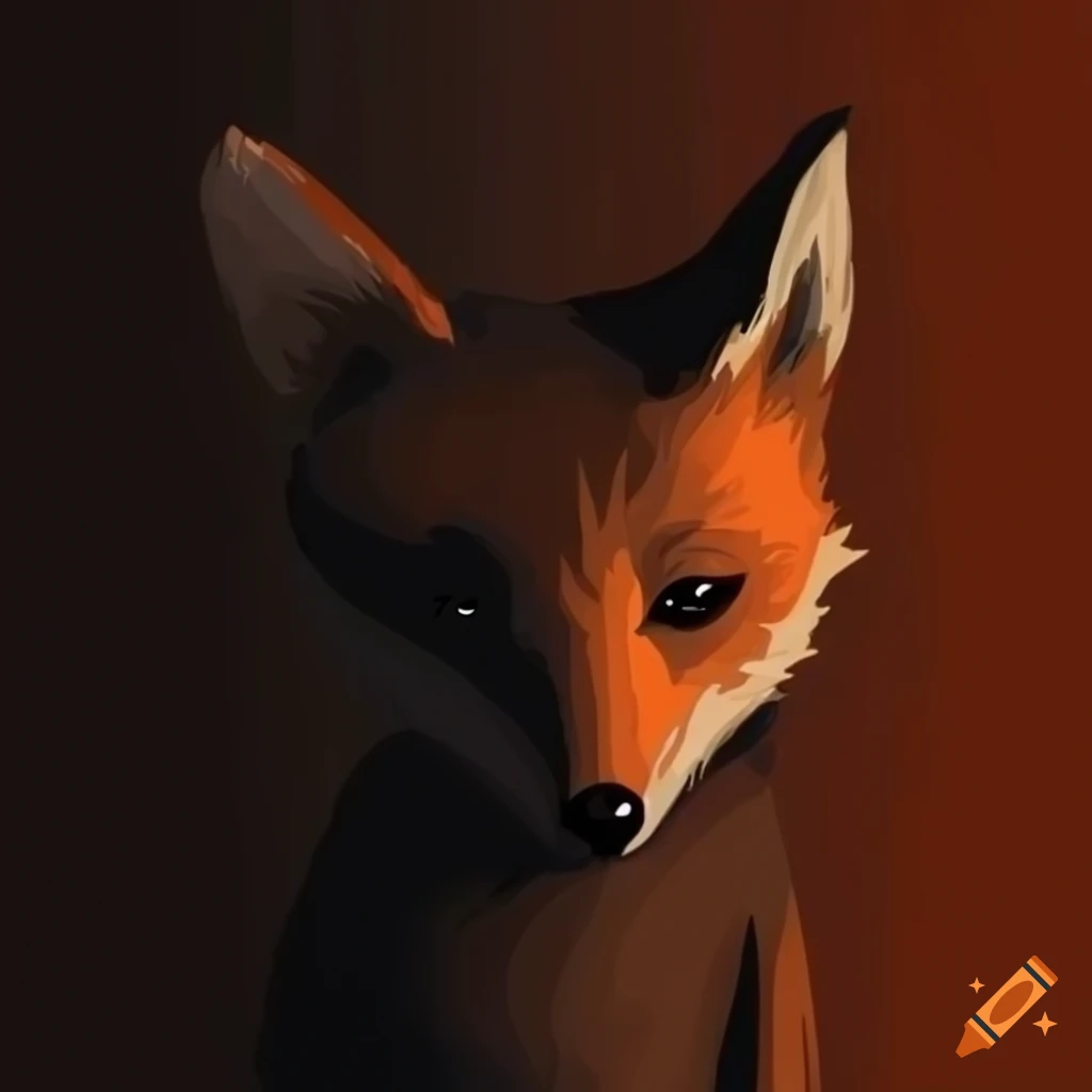Cartoon fox with depression in a dark atmosphere on Craiyon