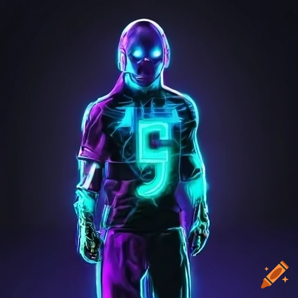 Cyberpunk neon superhero football player on Craiyon