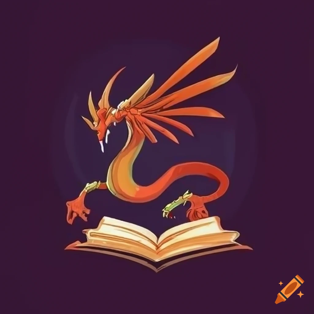 Simple wyrm dragon with book logo on Craiyon