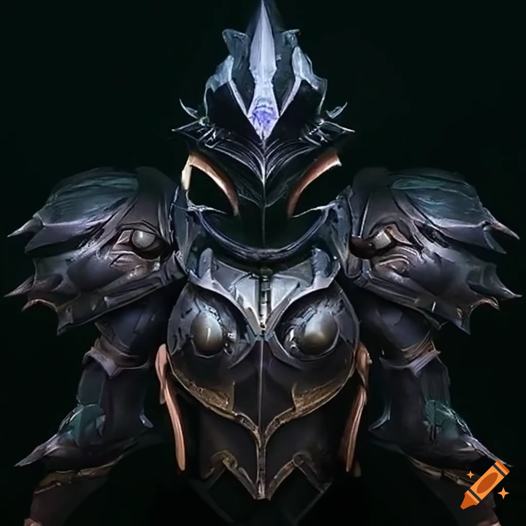 Front view of raven wearing magical armor on Craiyon