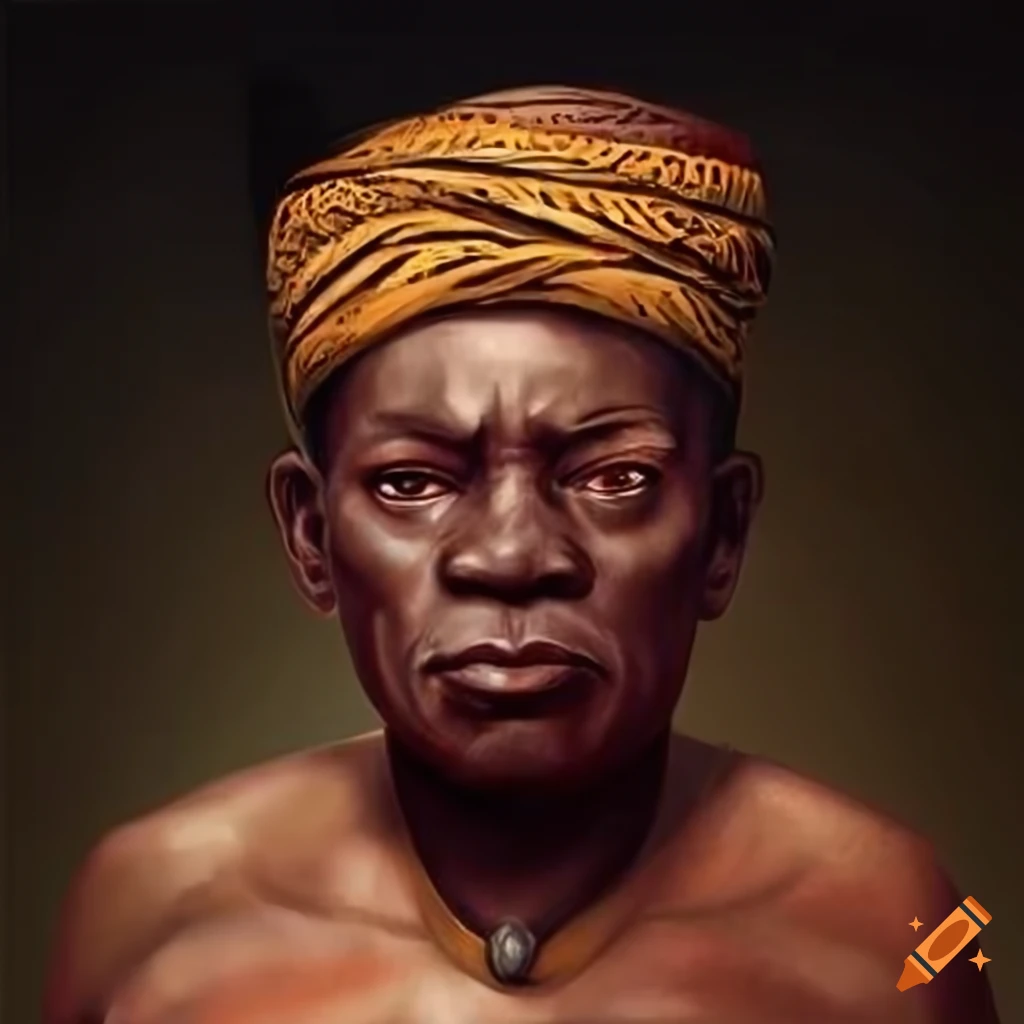 Portrait of Zumbi dos Palmares in a realistic style, determined ...