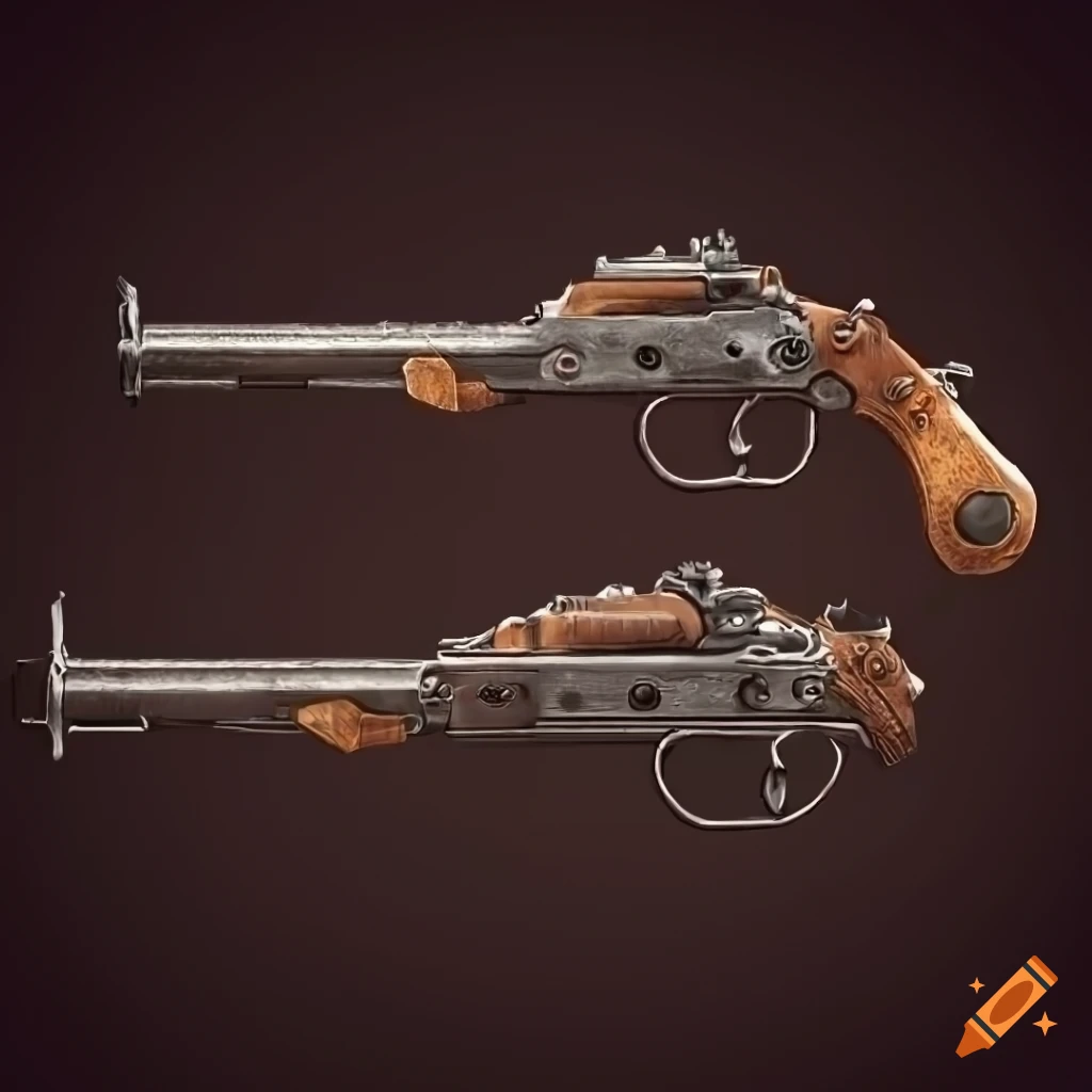 Stylized concept of an old pirate gun in side view on Craiyon