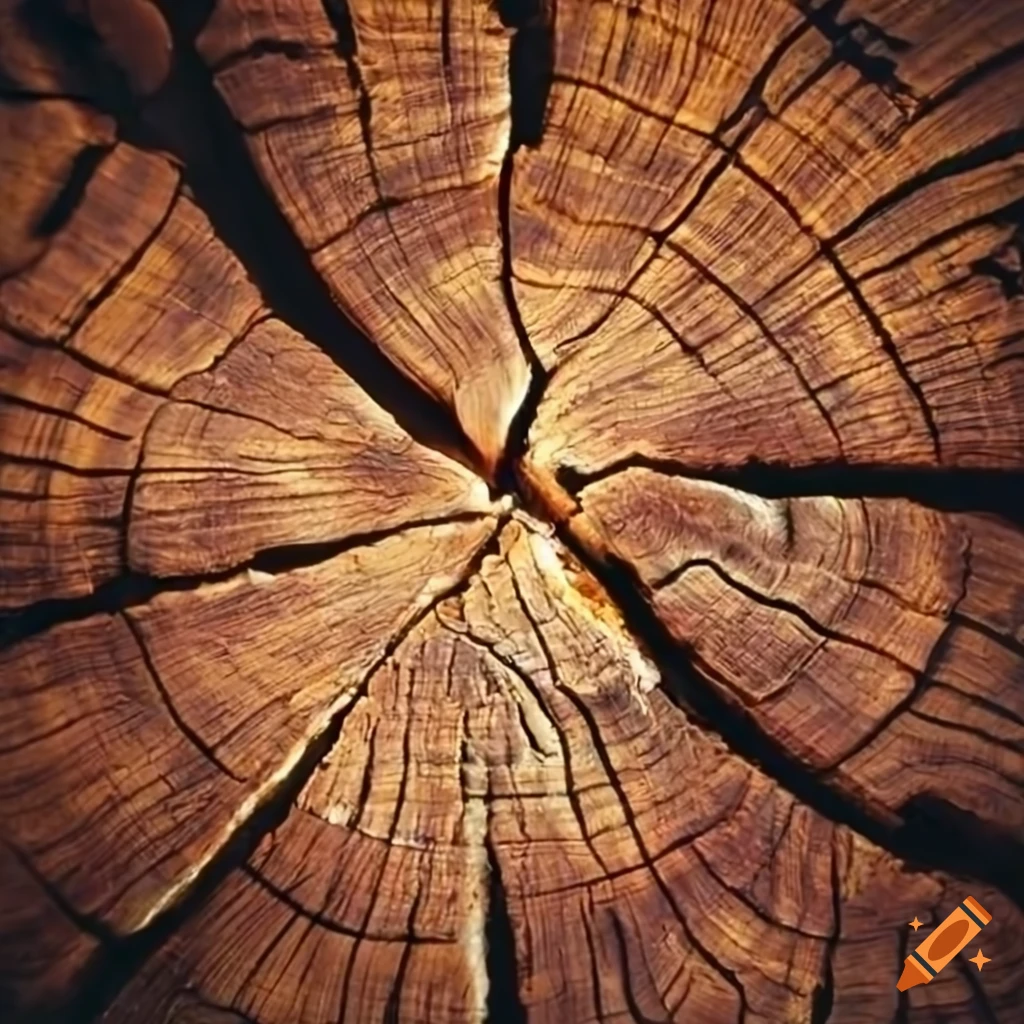 Close-up of wood stump grain pattern on Craiyon