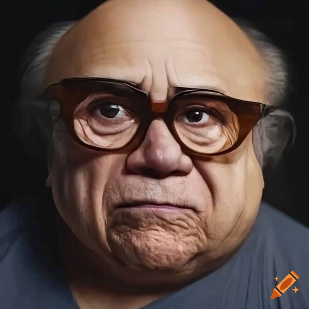 Close-up hyper-realistic portrait of actor danny devito on Craiyon