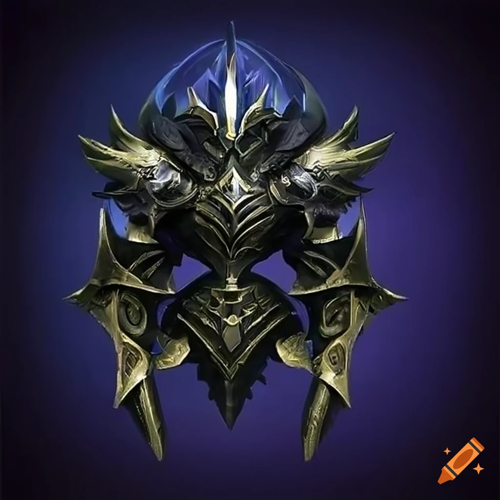 Front view of raven magic armor on Craiyon