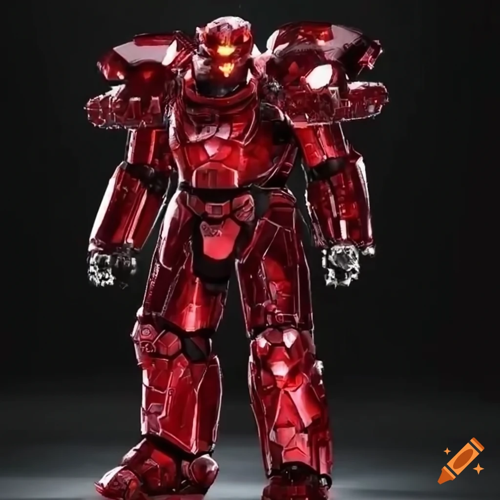 Red crystal power armor in full body design on Craiyon