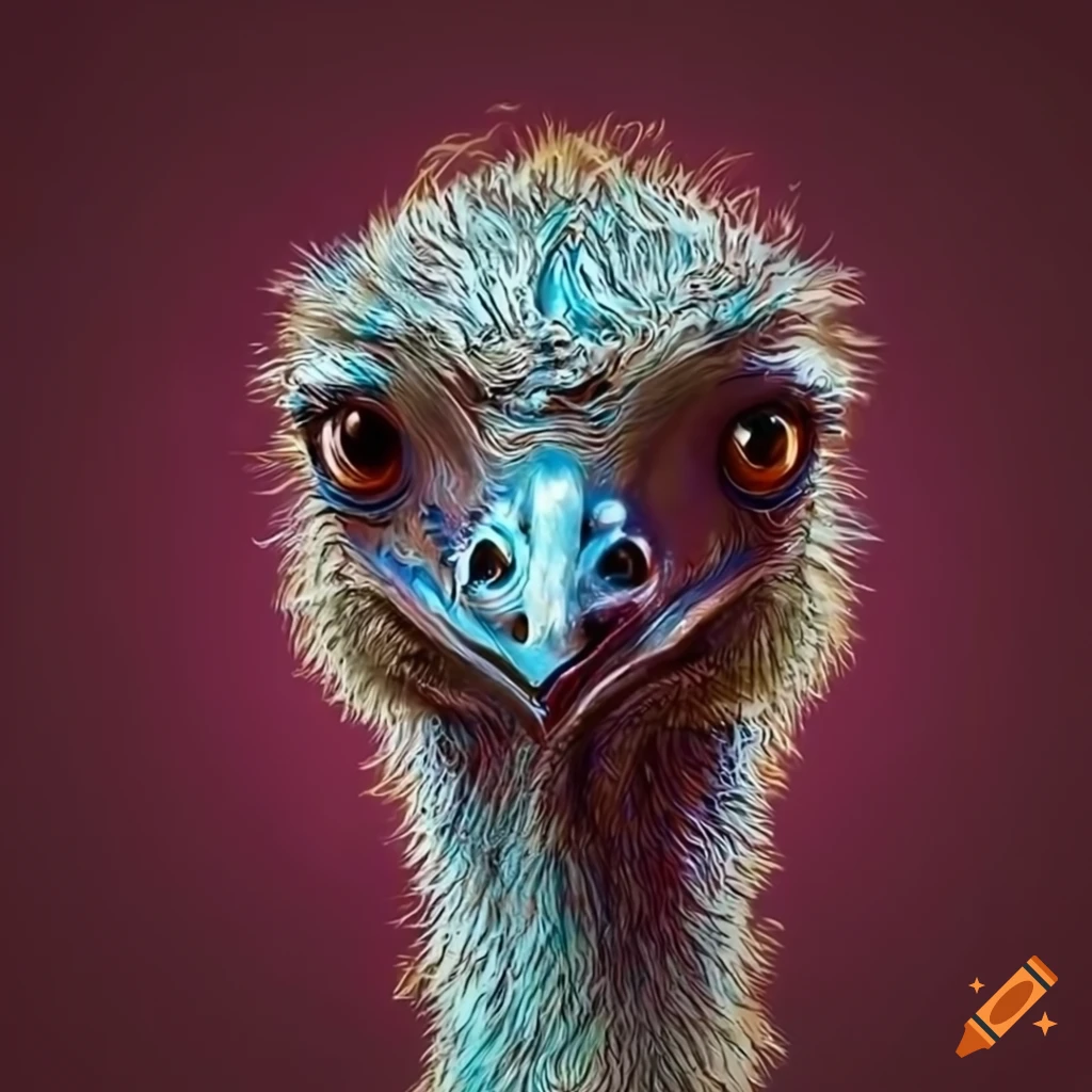 Intricately detailed NFT artwork featuring an emu-headed cryptocurrency ...