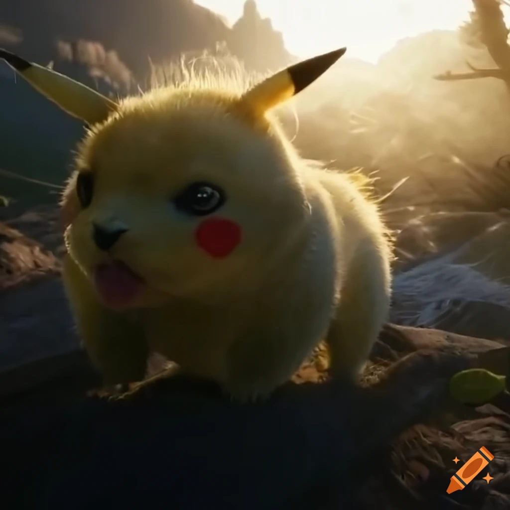 Close-up of pikachu with hyper-realistic fur in unreal engine 5 on Craiyon