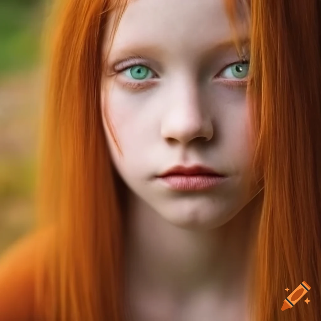Ginger girl with green eyes on Craiyon