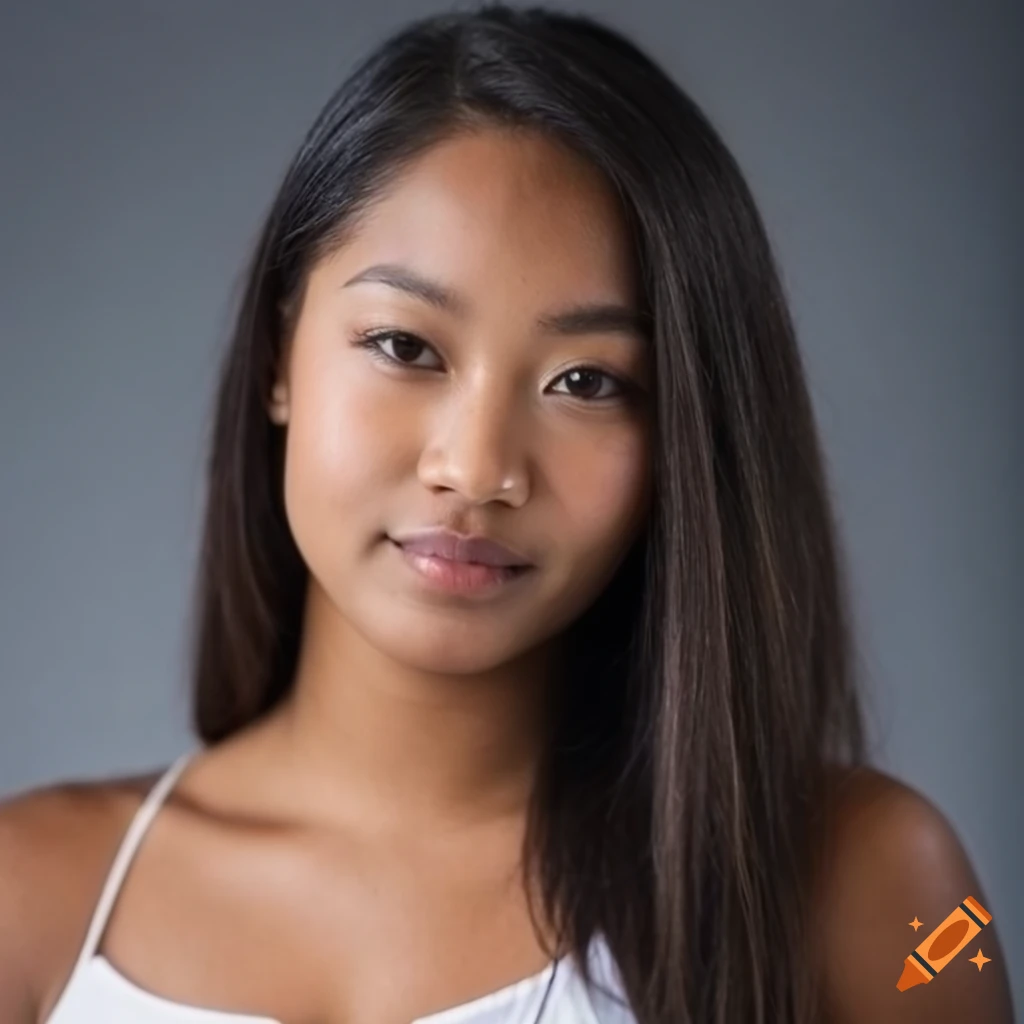 Headshot of a serious 18-year-old blasian on Craiyon