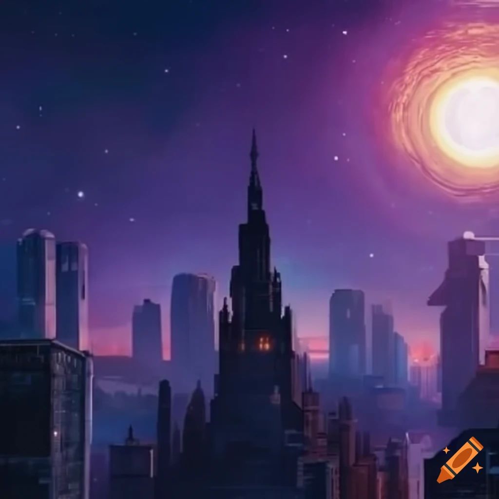 Great city in multiverse showcasing beautiful scenes and perspective on ...
