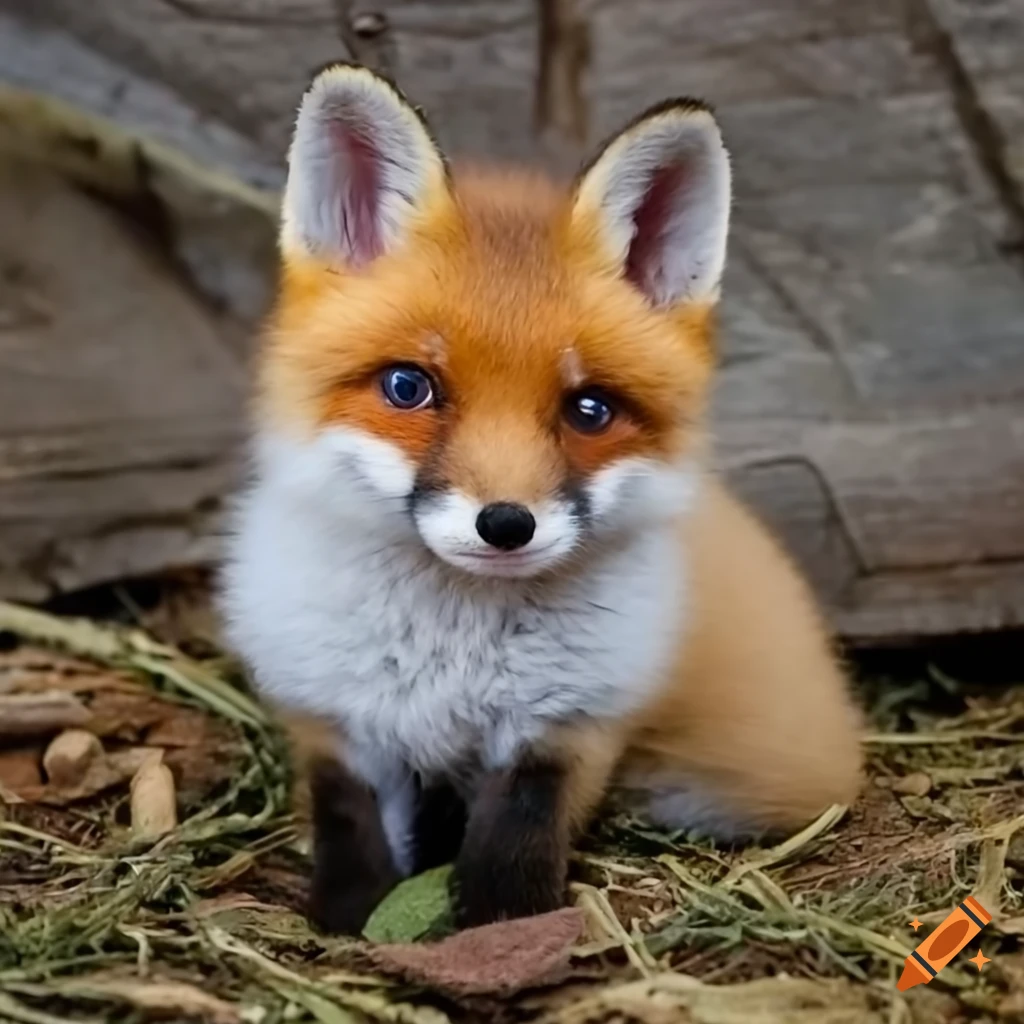 Adorable chubby baby fox in a teacup on Craiyon