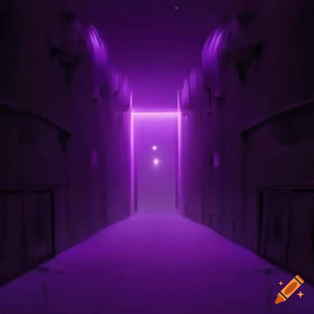 Dark figure in a narrow corridor with smoke up to the knees and dim ...