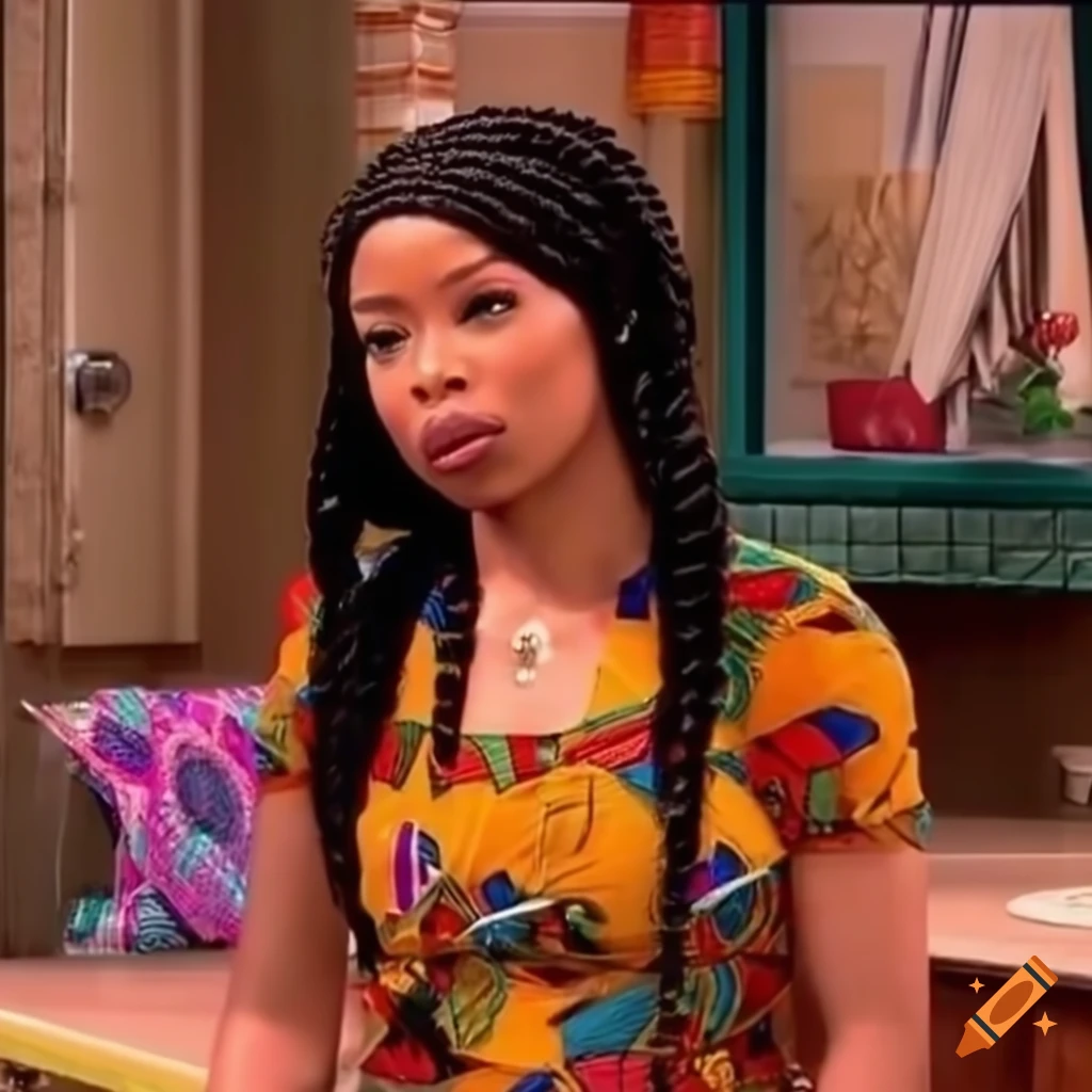 Braid wig and African dress outfit in Icarly screenshot for Kwanza ...