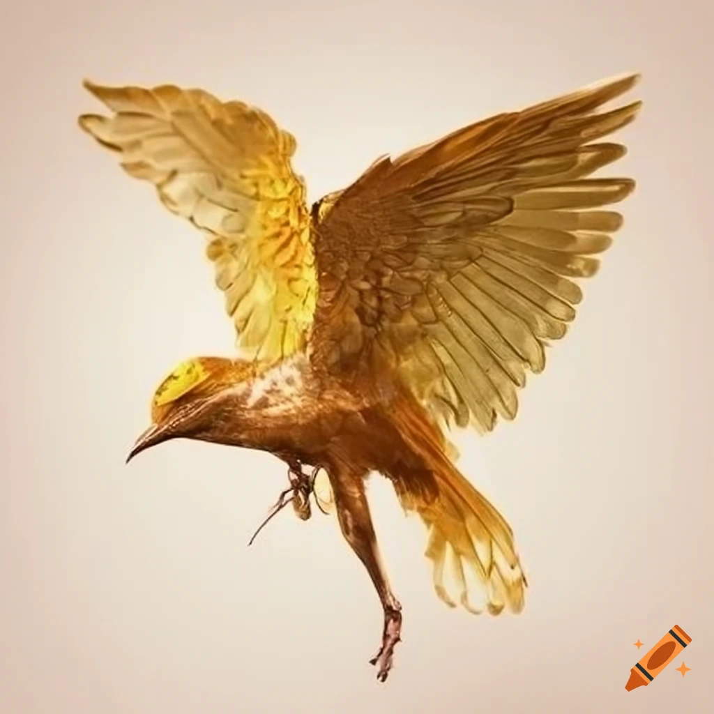 Solid gold bird wing on Craiyon