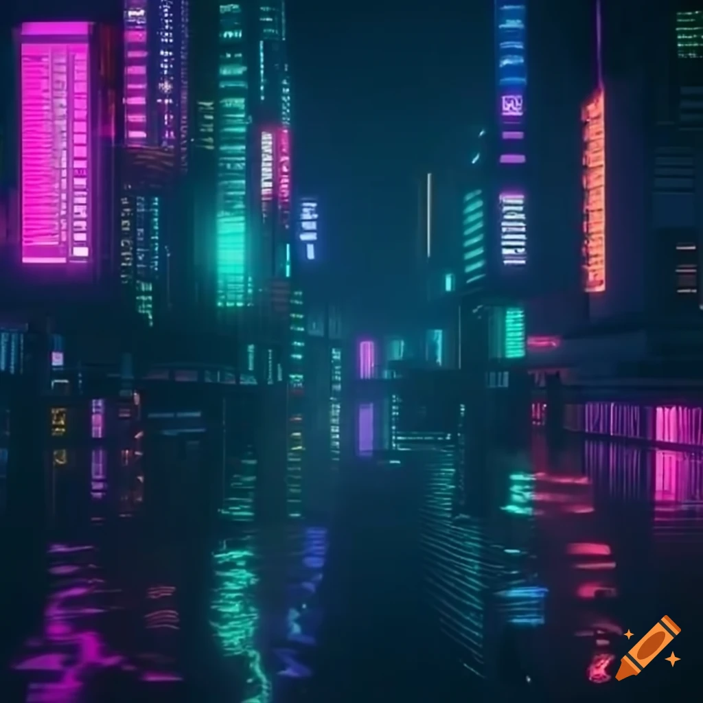 Vaporwave cyberpunk dense cityscape on Craiyon