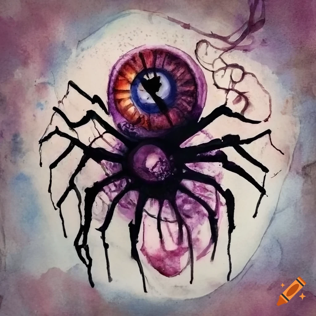 Horror eyeball spider clock in a lovecraftian style on Craiyon