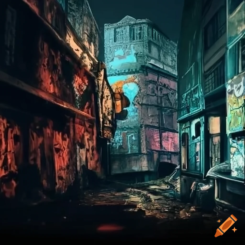 Graffiti in a rogue city on Craiyon