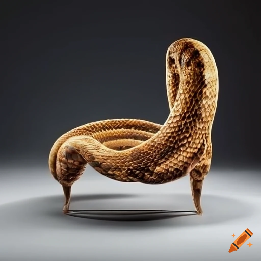 Formal seating sofa shaped like a snake on Craiyon