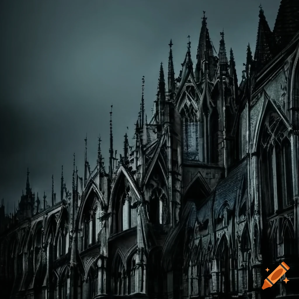 Gothic architecture in a dark setting on Craiyon