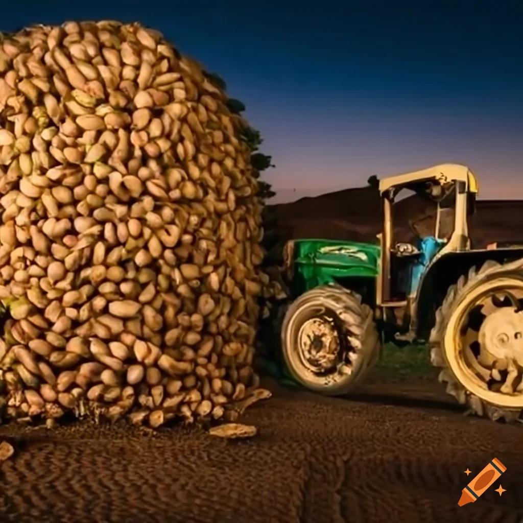 Tractor carrying a load of pistachios on Craiyon