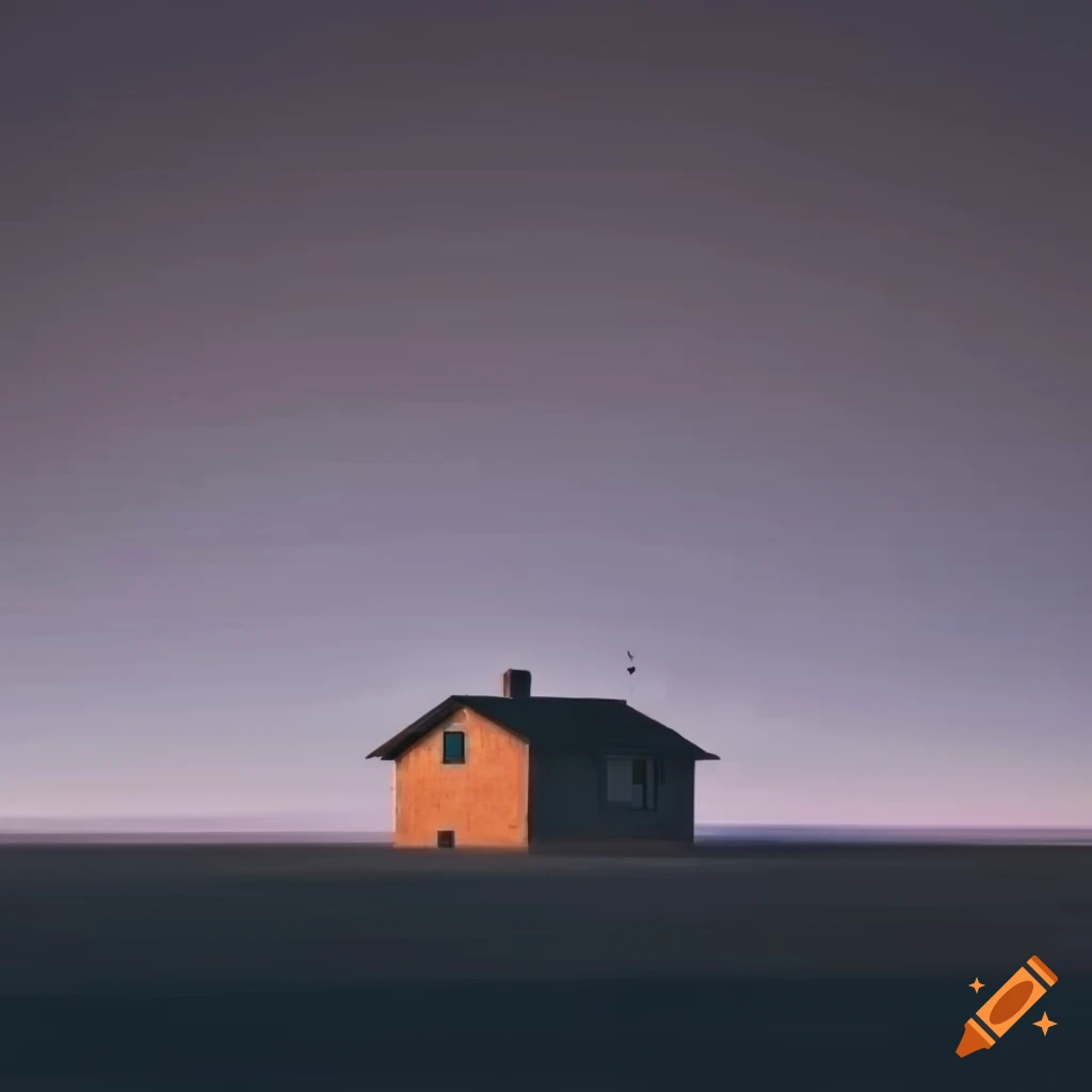 Liminal landscape with a house on the horizon on Craiyon