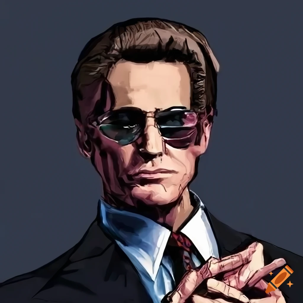 Patrick bateman actor in a suit in graphic art style on Craiyon