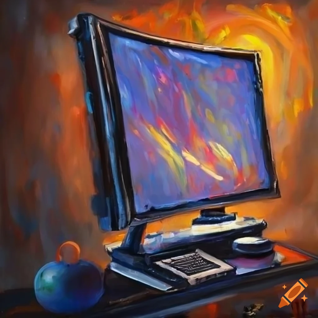 Oil painting of a computer screen on Craiyon