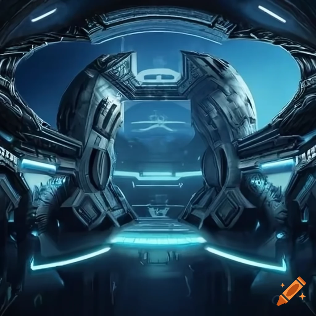 Futuristic colossal spaceship throne room on Craiyon