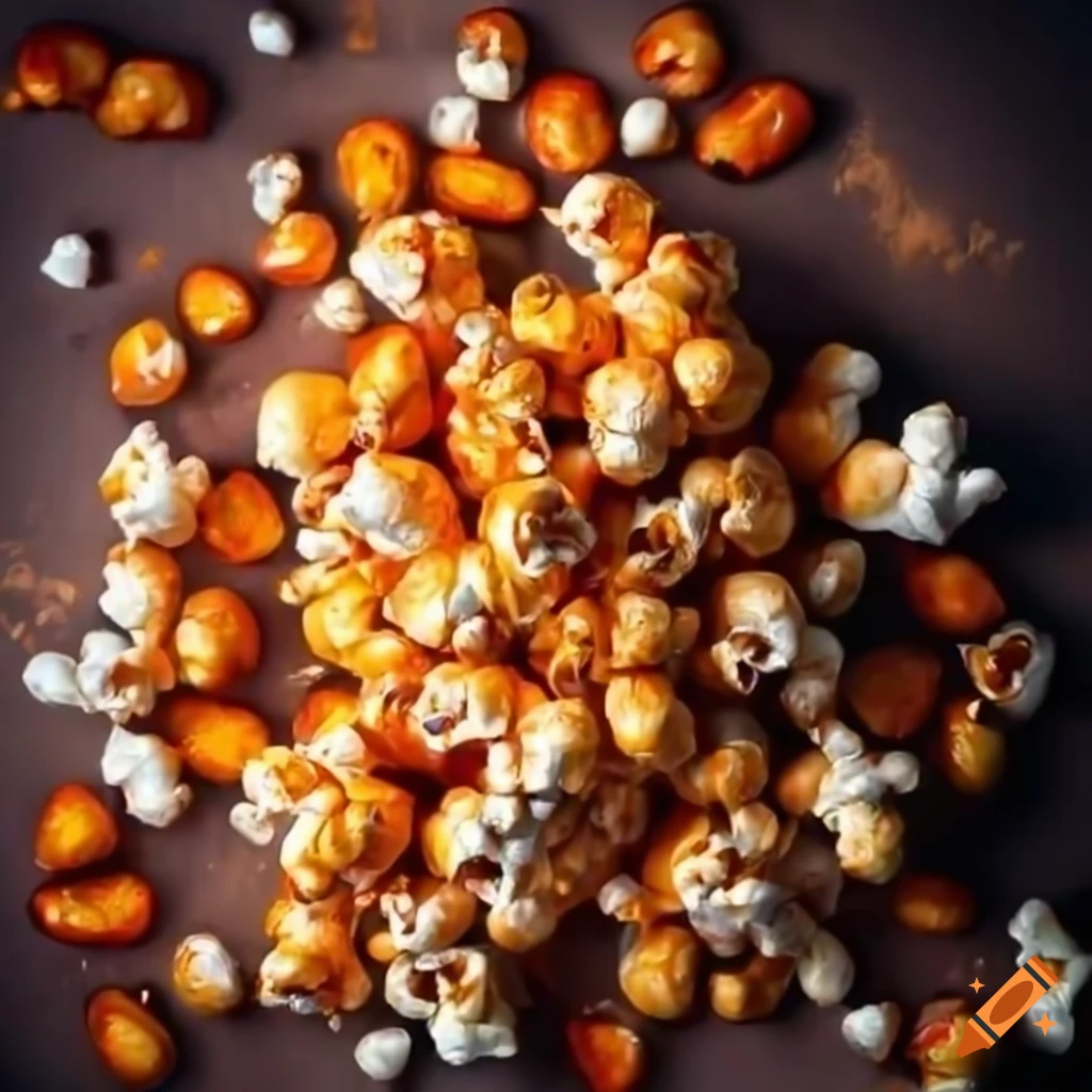 Spicy peri-peri flavored popcorn kernels popping on Craiyon