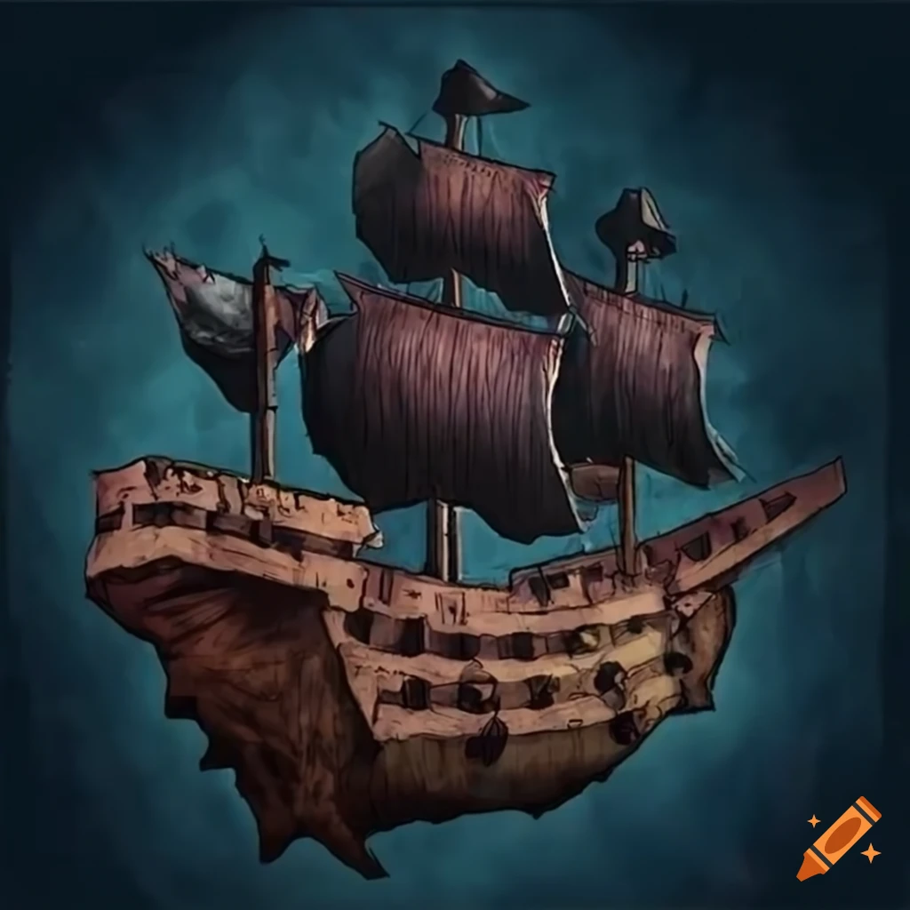 Dnd dungeon style map of a haunted ship on Craiyon