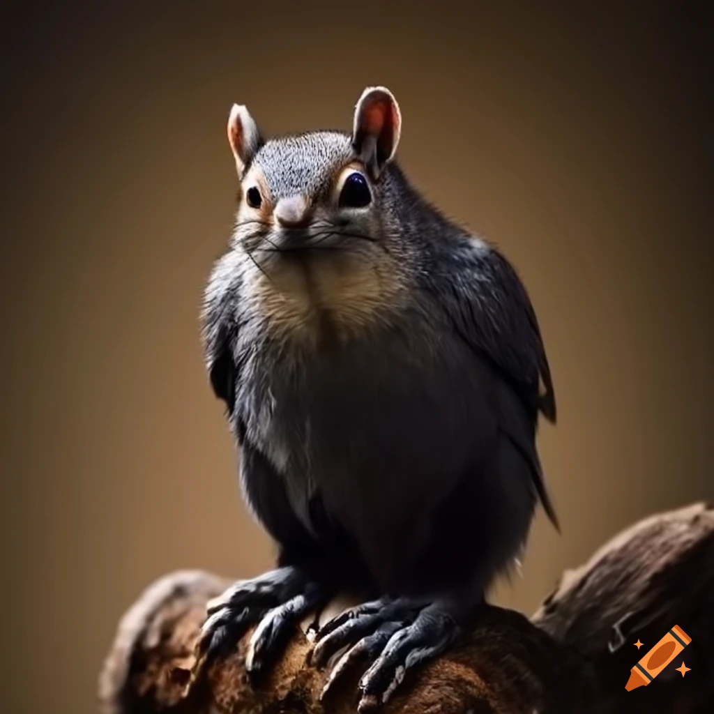 Half-crow half-squirrel creature on Craiyon