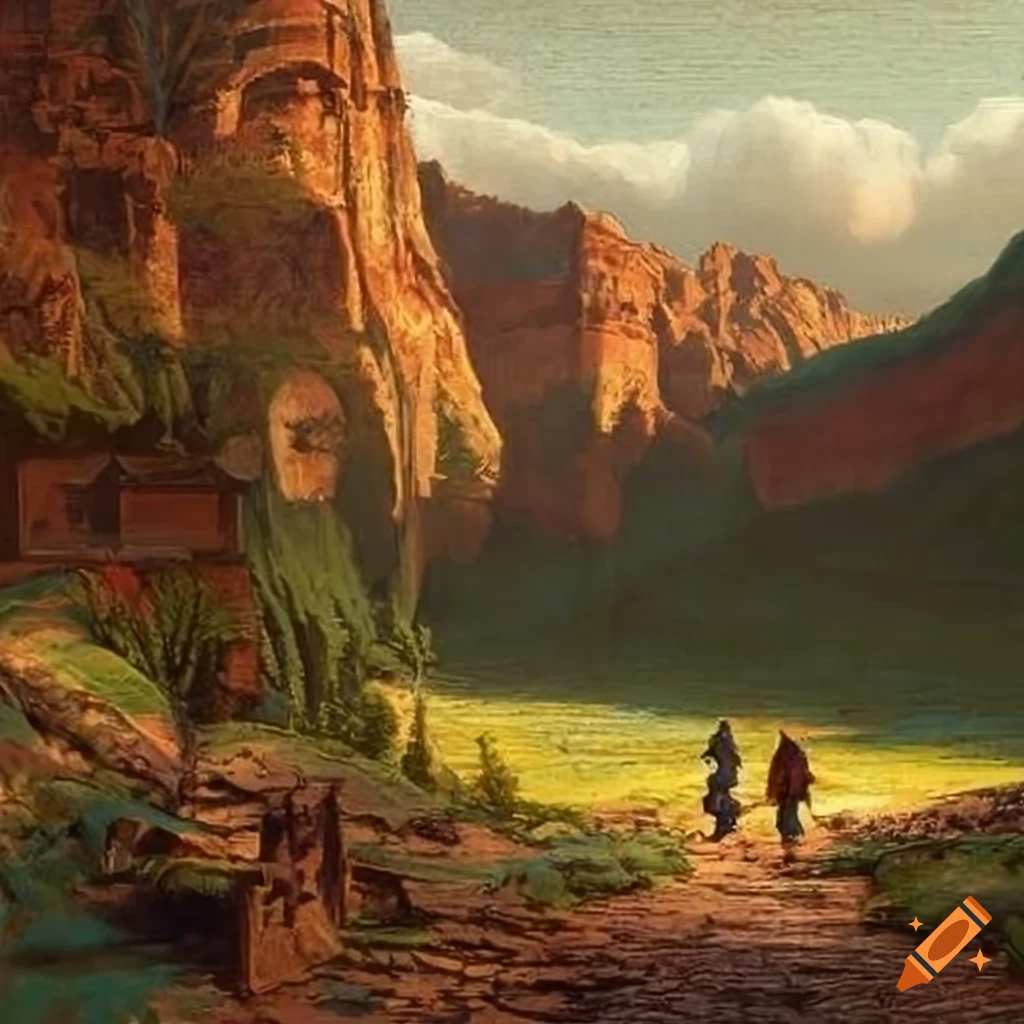 Intricate high-definition landscape art inspired by James Gurney and ...