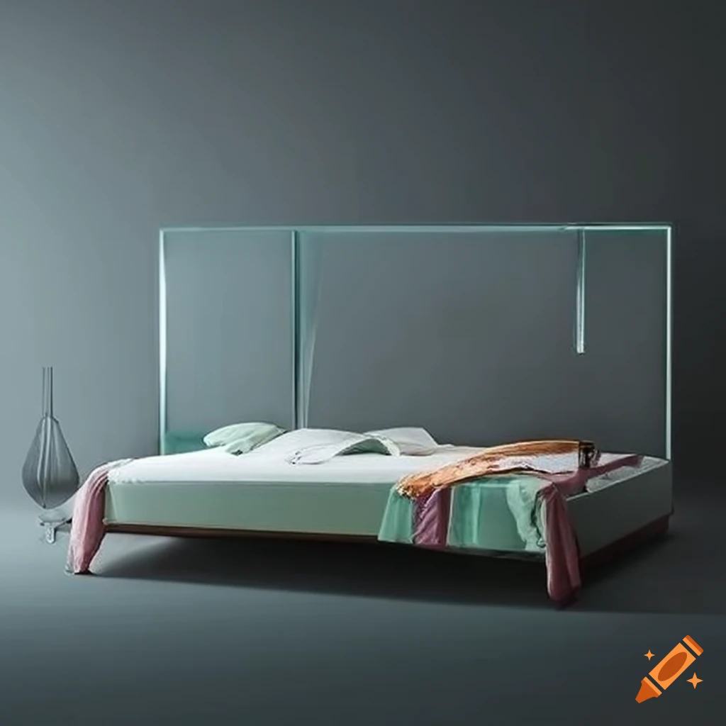 Toughened colored glass double bed on Craiyon