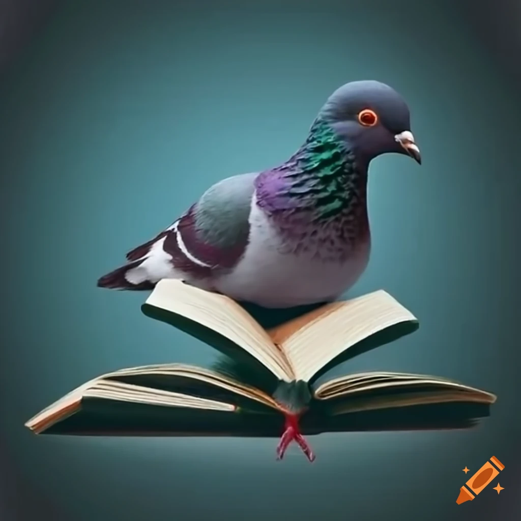 Pigeon reading a book on Craiyon
