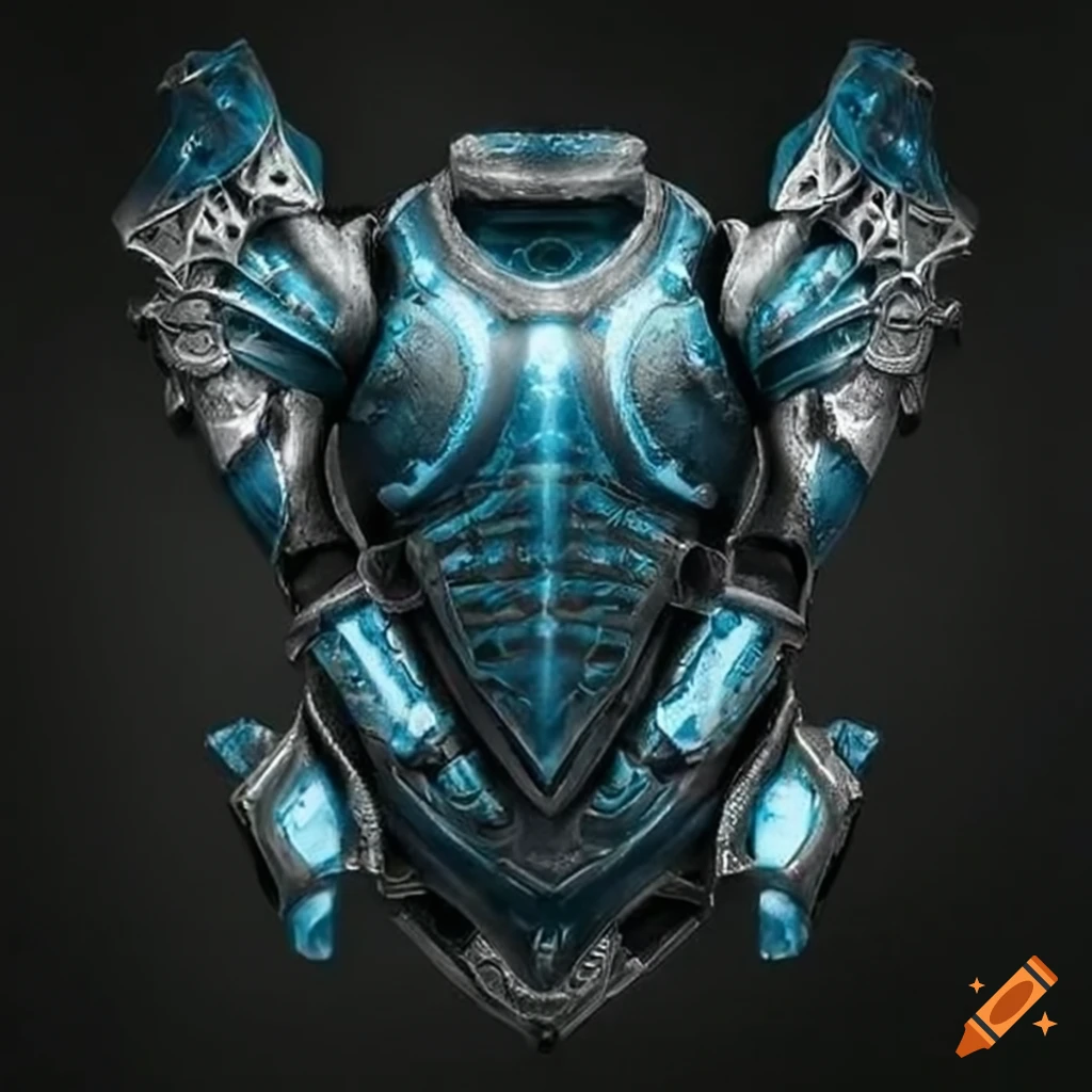 Symmetrical magical fantasy body armor piece on Craiyon