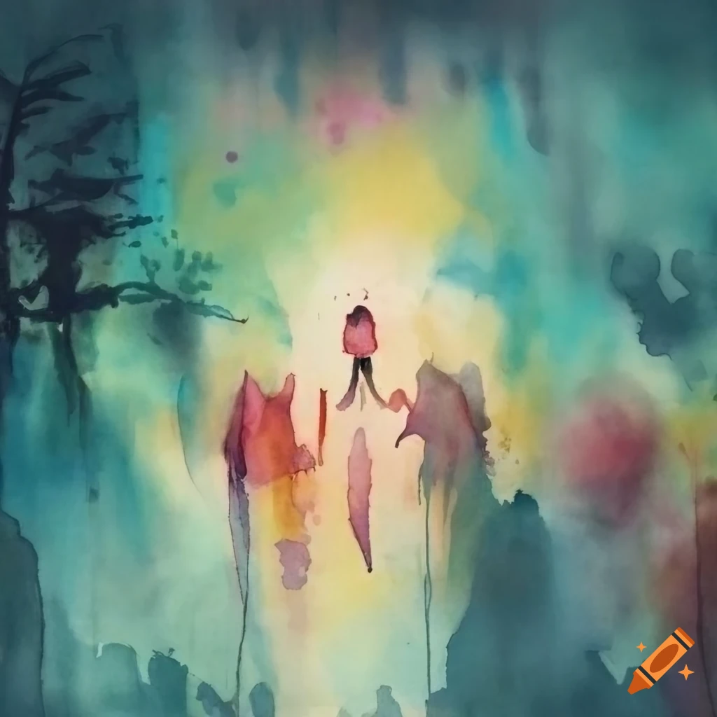 Watercolor reflection on human emotions, loss, and connection on Craiyon