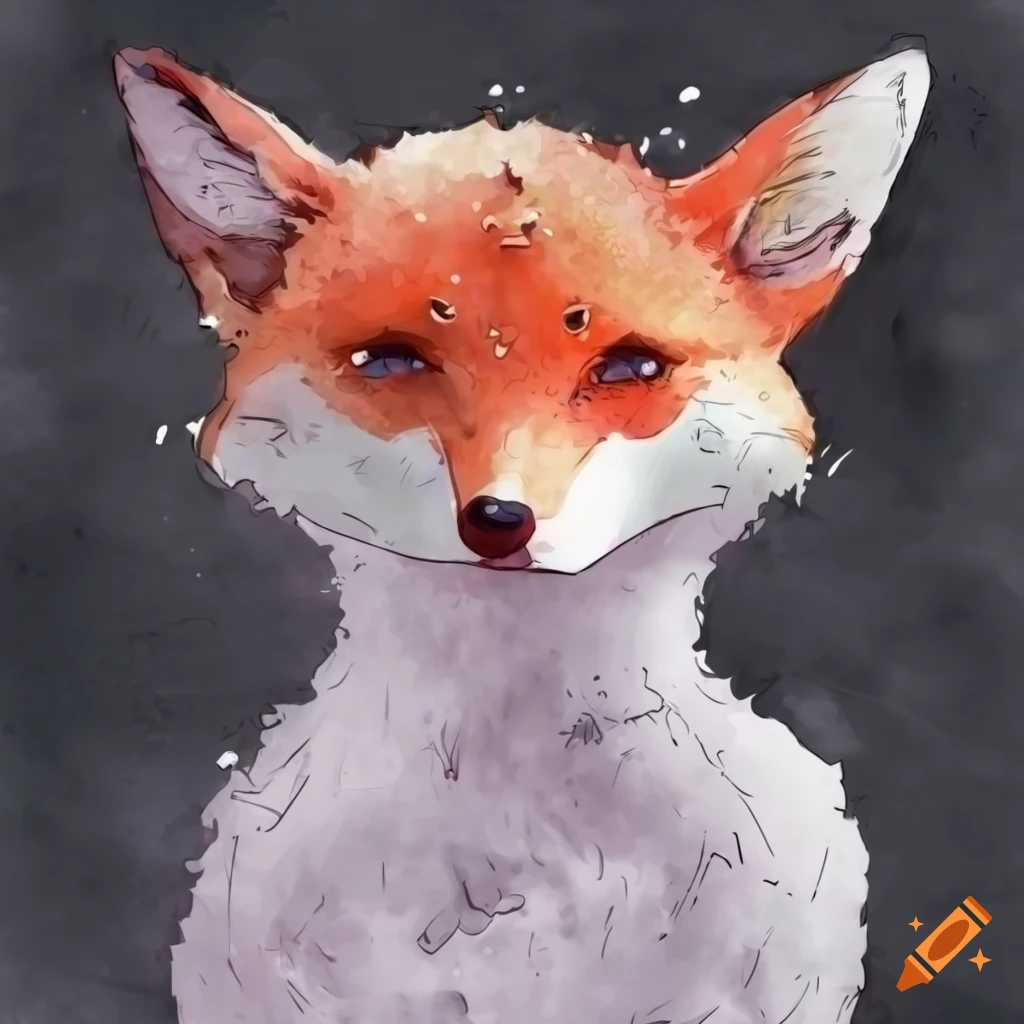 Cartoon fox expressing deep sadness in a dark setting on Craiyon