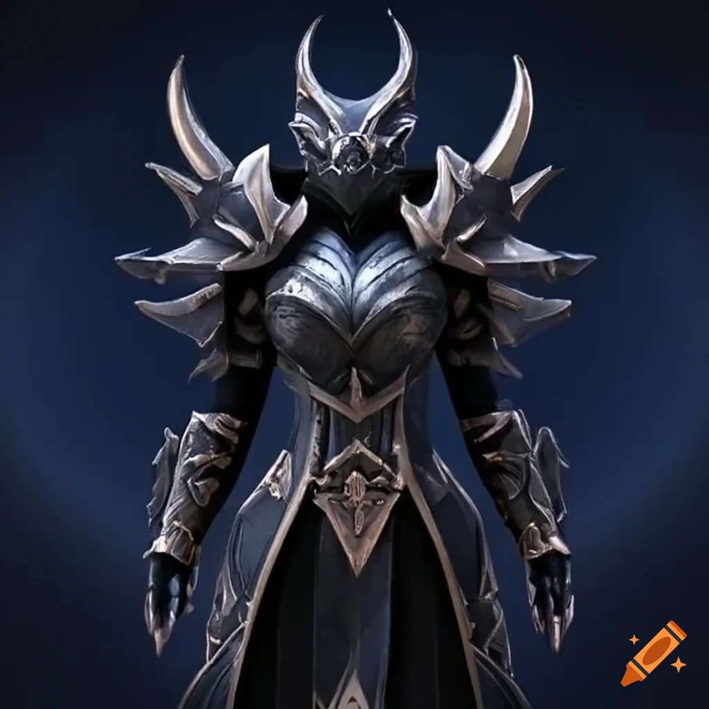 Elegant mythic raven magic armor from the front view on Craiyon