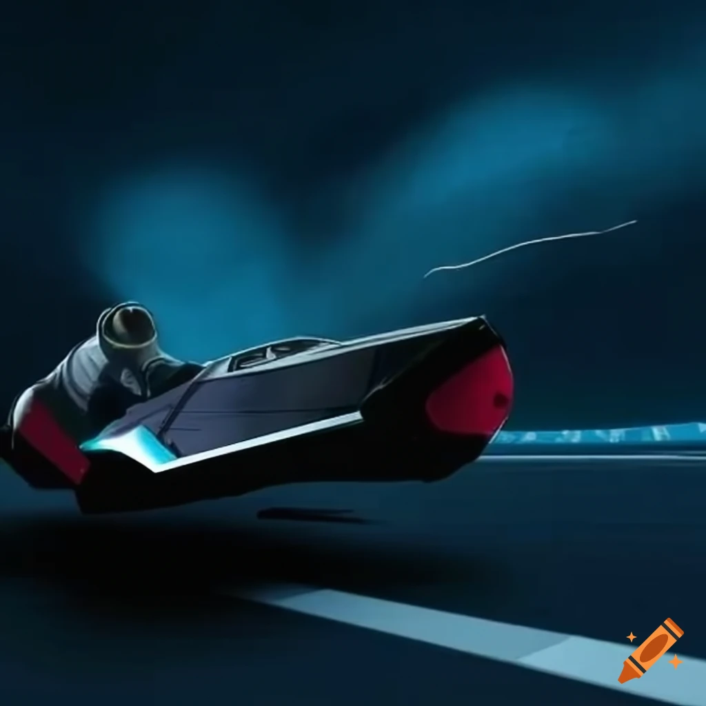 Futuristic ship racer with pilot playing video game and facing a dark ...