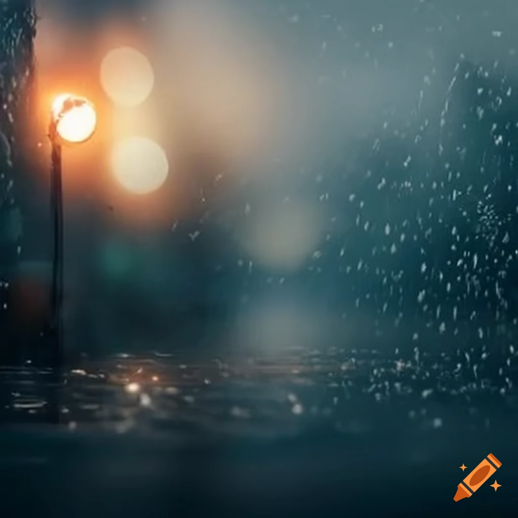 Heavy rain with sunlight breaking through the clouds on Craiyon