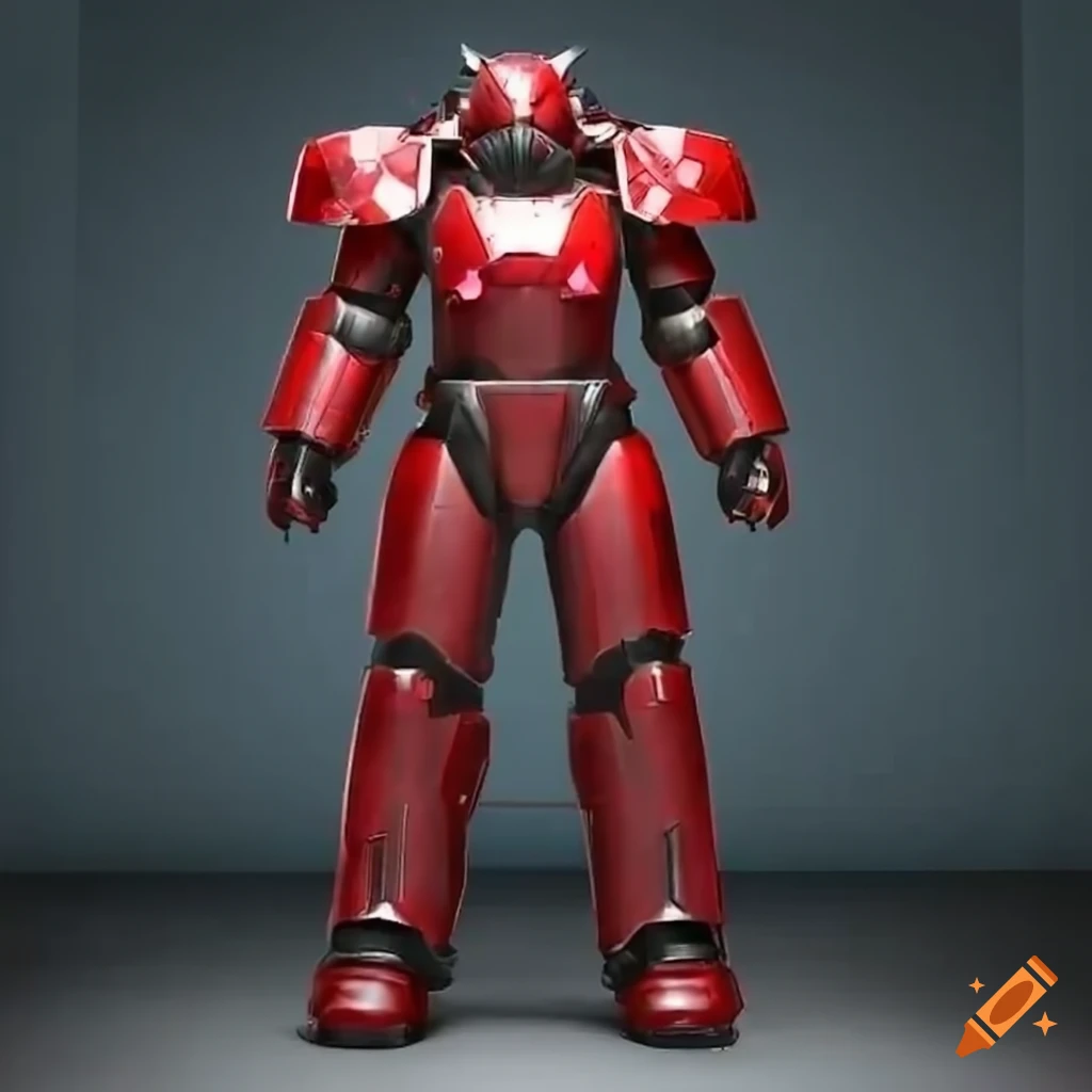 Full body red crystal power armor on Craiyon