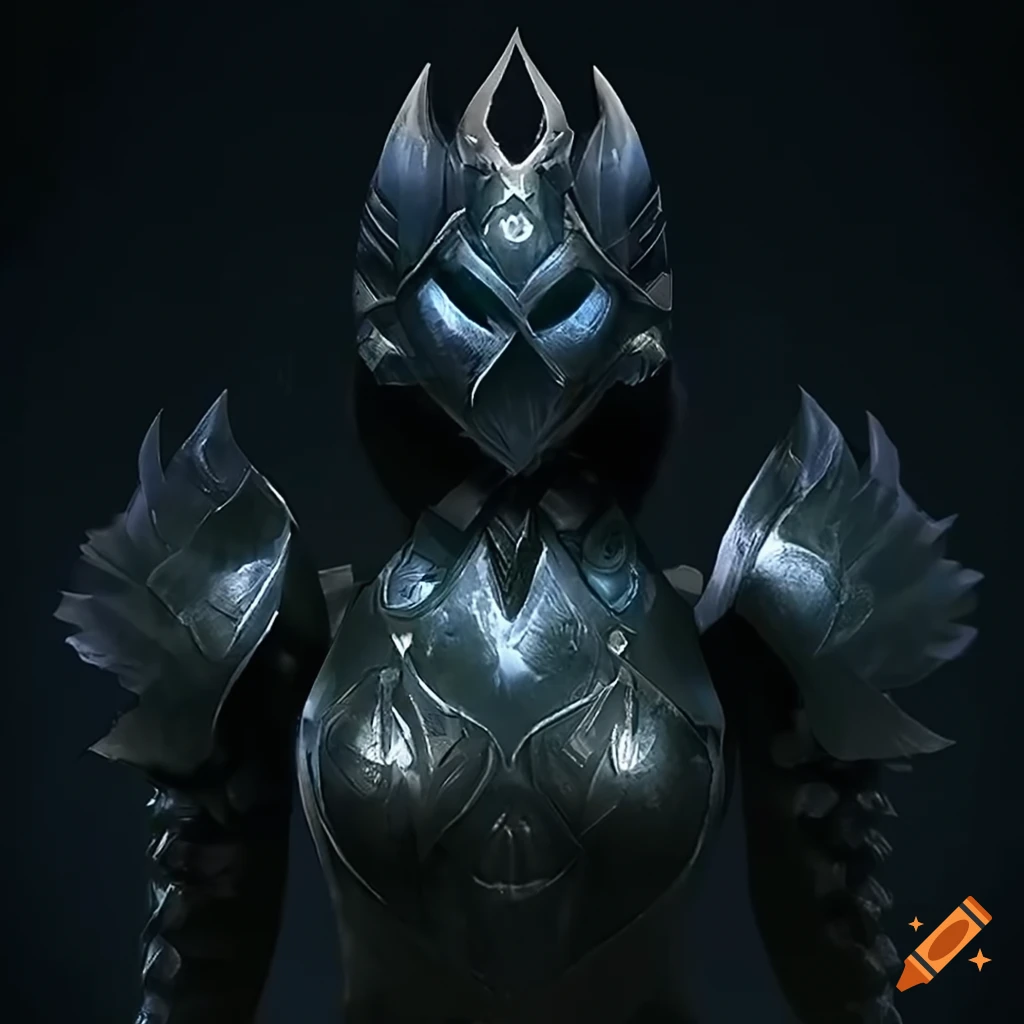 Front view of raven wearing magical armor on Craiyon