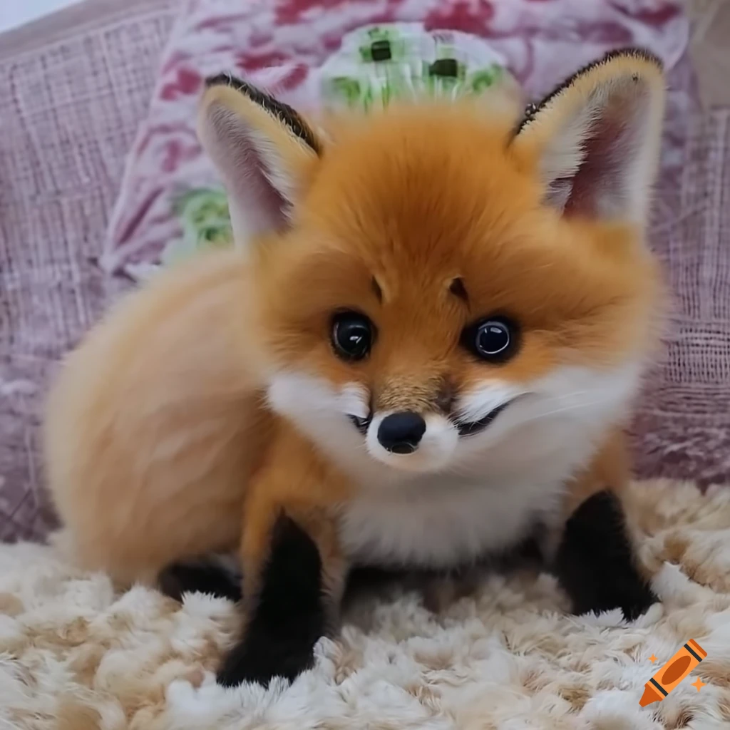 Chubi pudgy baby fox with plush fur in close-up photo on Craiyon