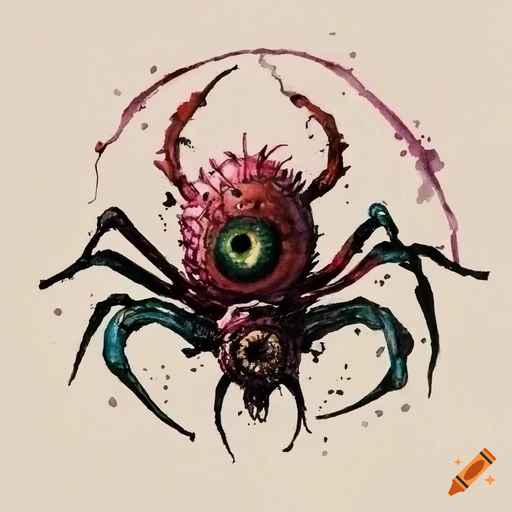 Horror eyeball spider in a Lovecraftian style on Craiyon