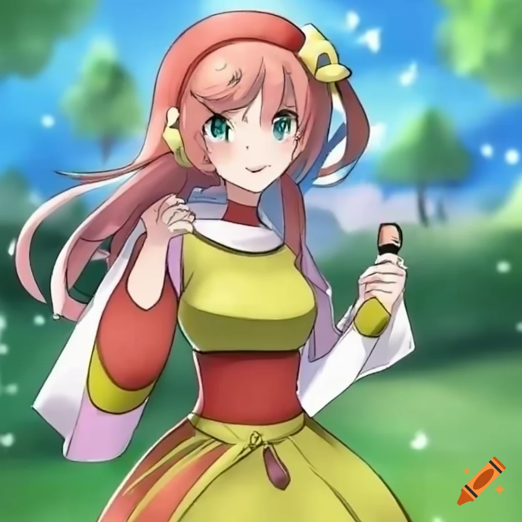 Waifu oc in spring attire inspired by pokémon series on Craiyon