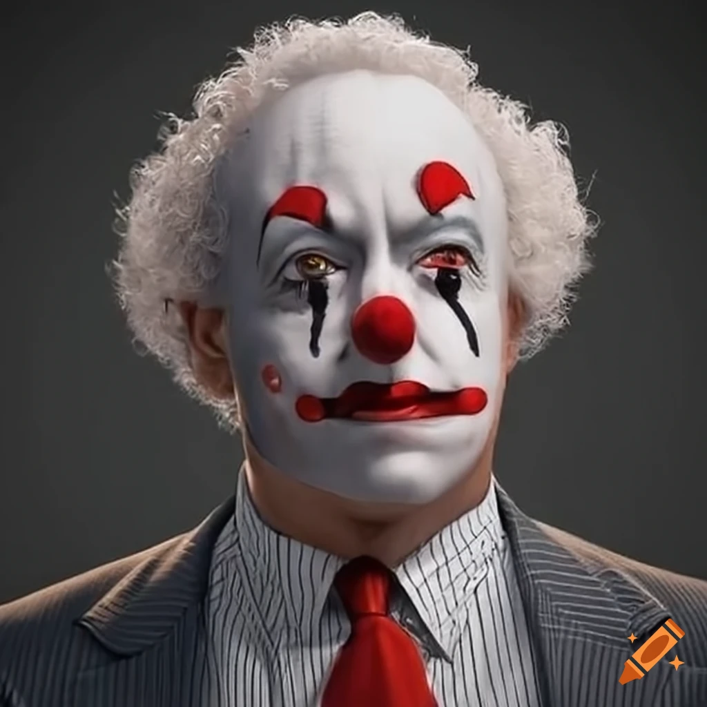 Clown secret agent trigsy in a pinstripe business suit embodying ...