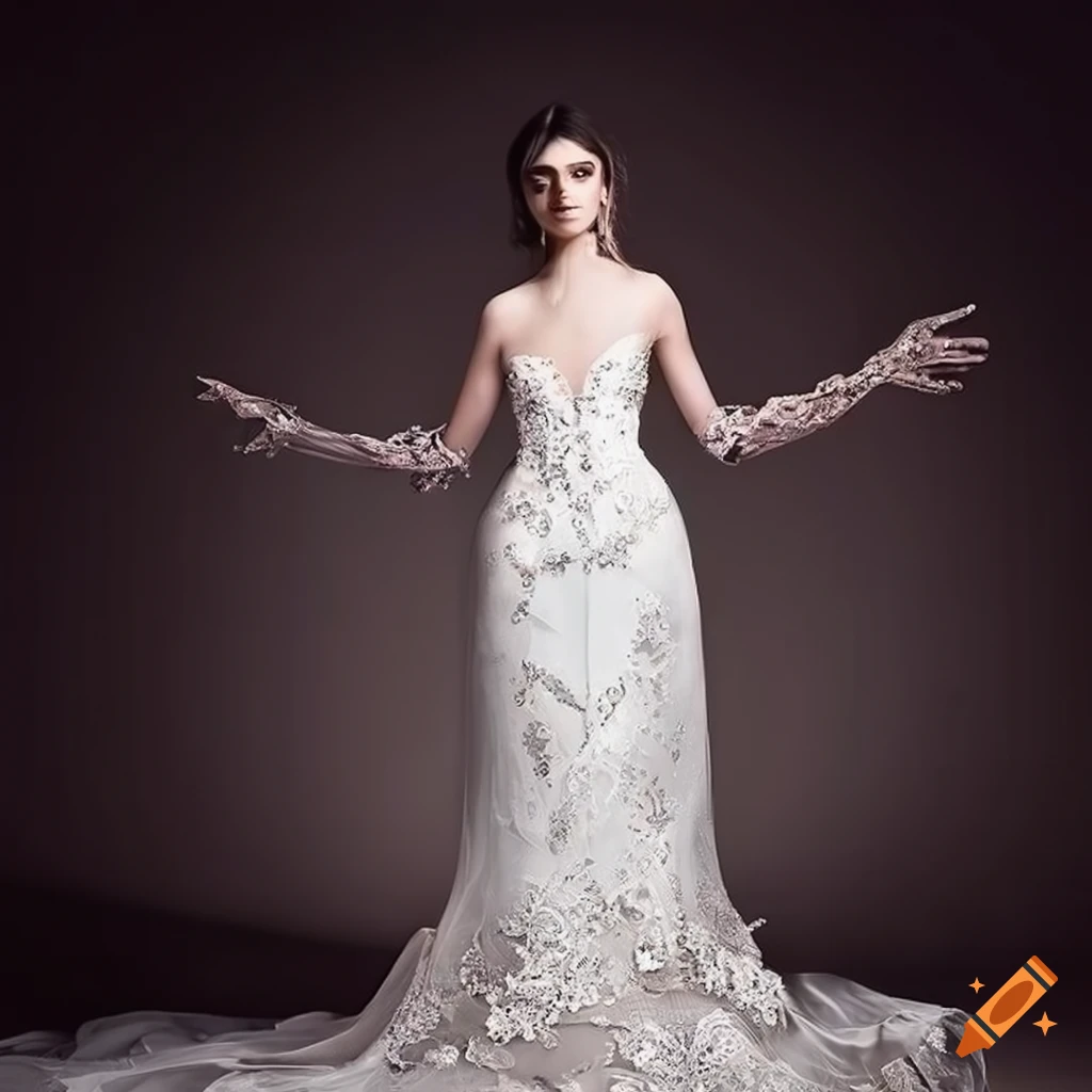 Stunning futuristic bridal gown design on Craiyon