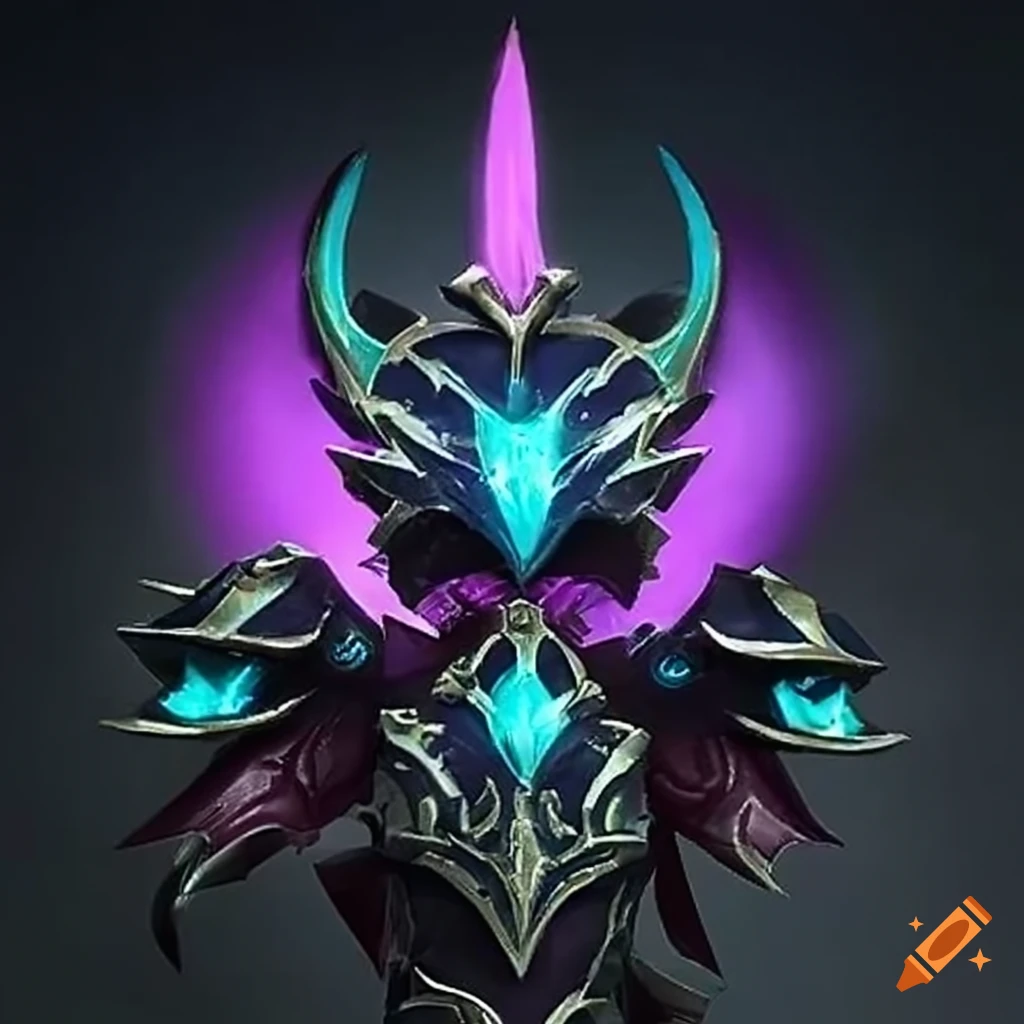 Front view of elite champion raven in magic armor on Craiyon