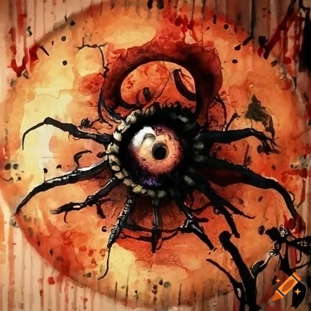 Horror eyeball spider clock with lovecraftian theme on Craiyon